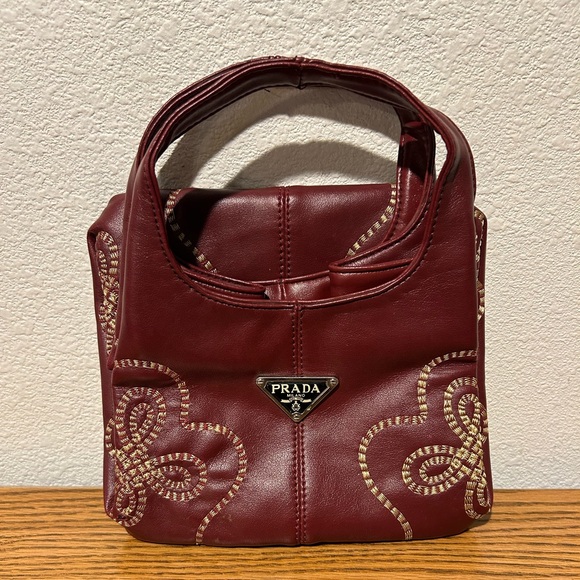 Bags | Prada Burgundy Box Purse Not Authentic | Poshmark